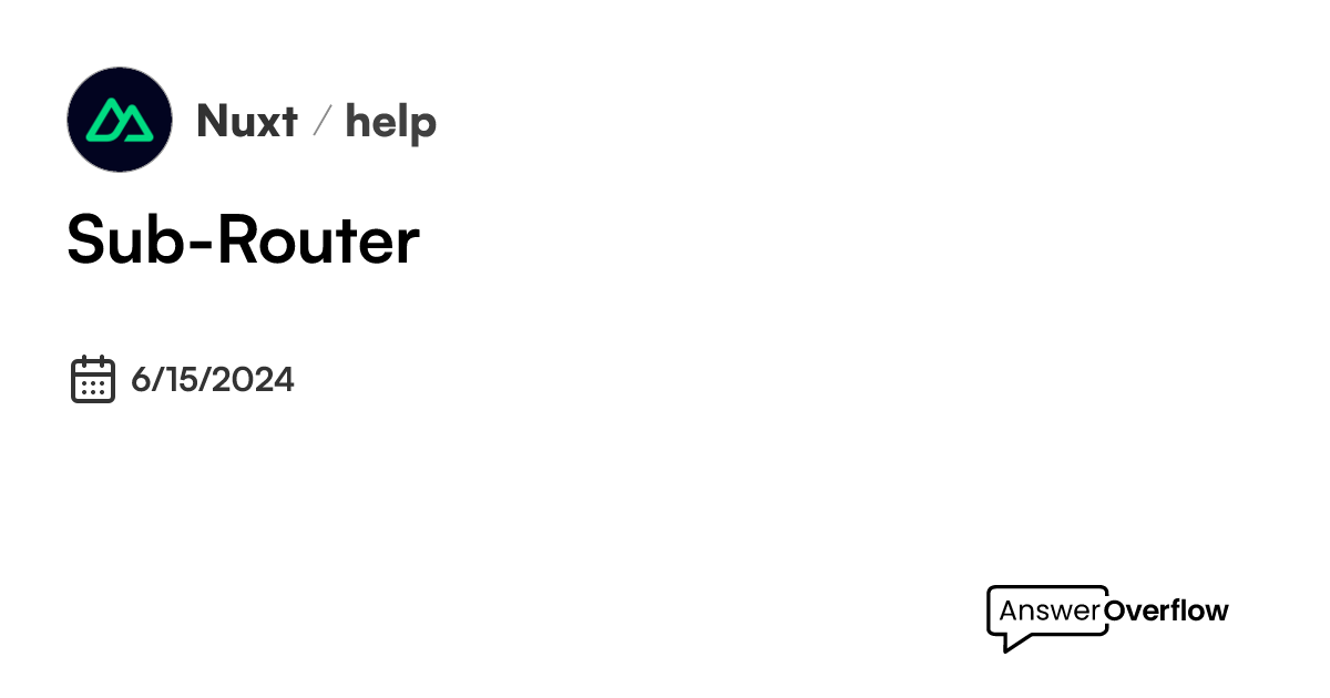 "Sub-Router" - Nuxt