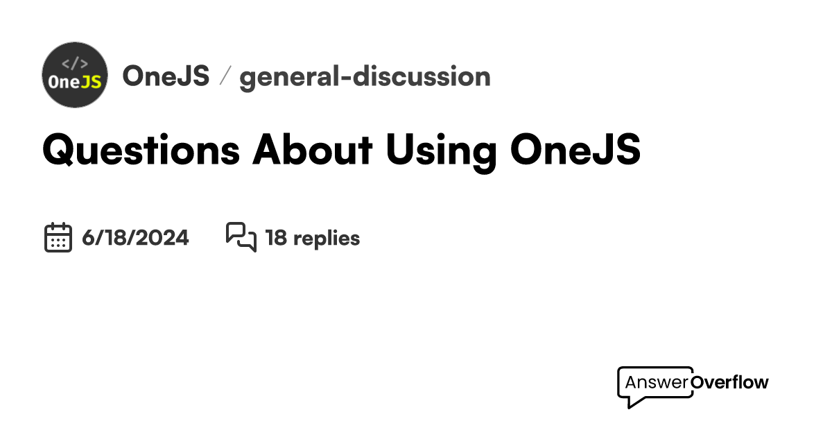 Questions About Using OneJS - OneJS