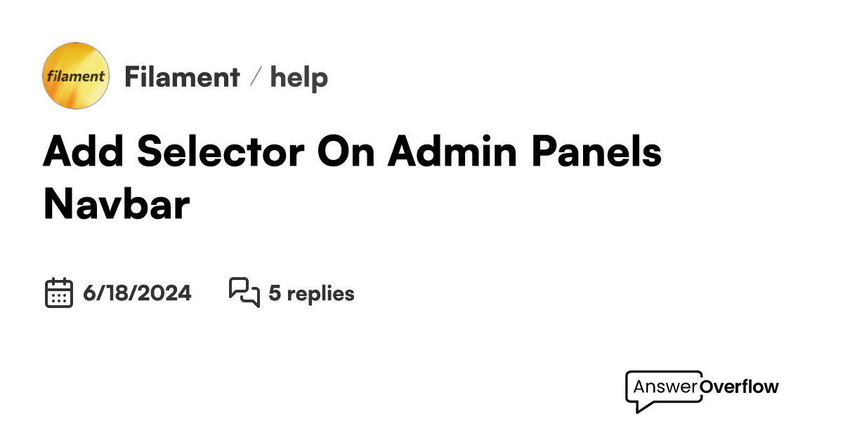 Add Selector On Admin Panel's Navbar - Filament