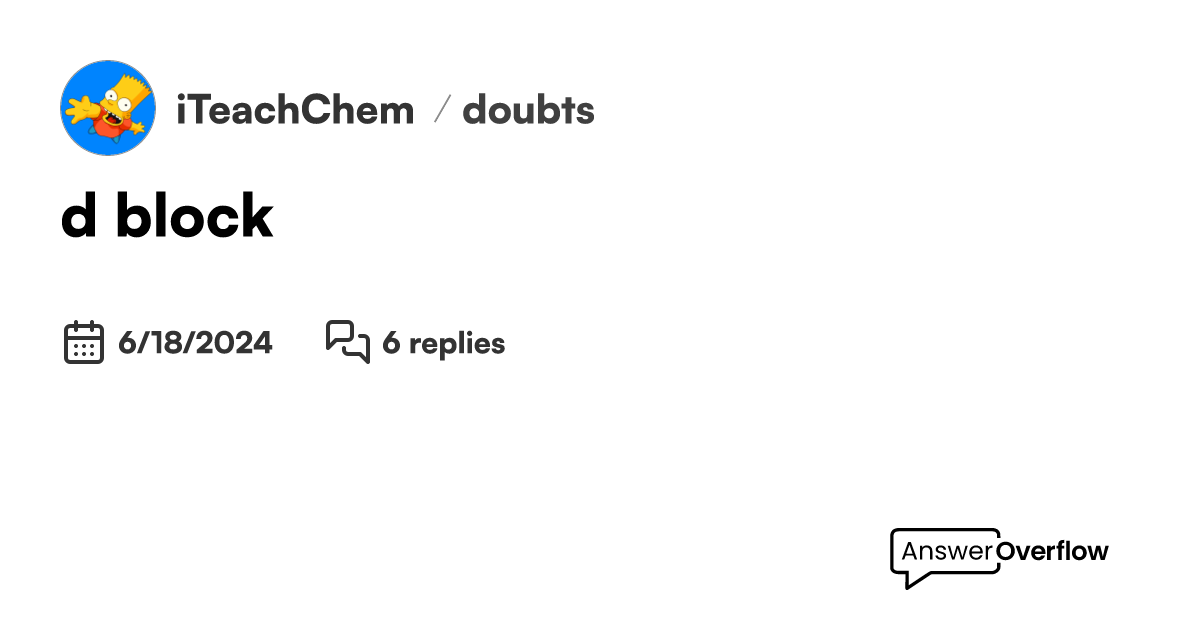 d block - iTeachChem