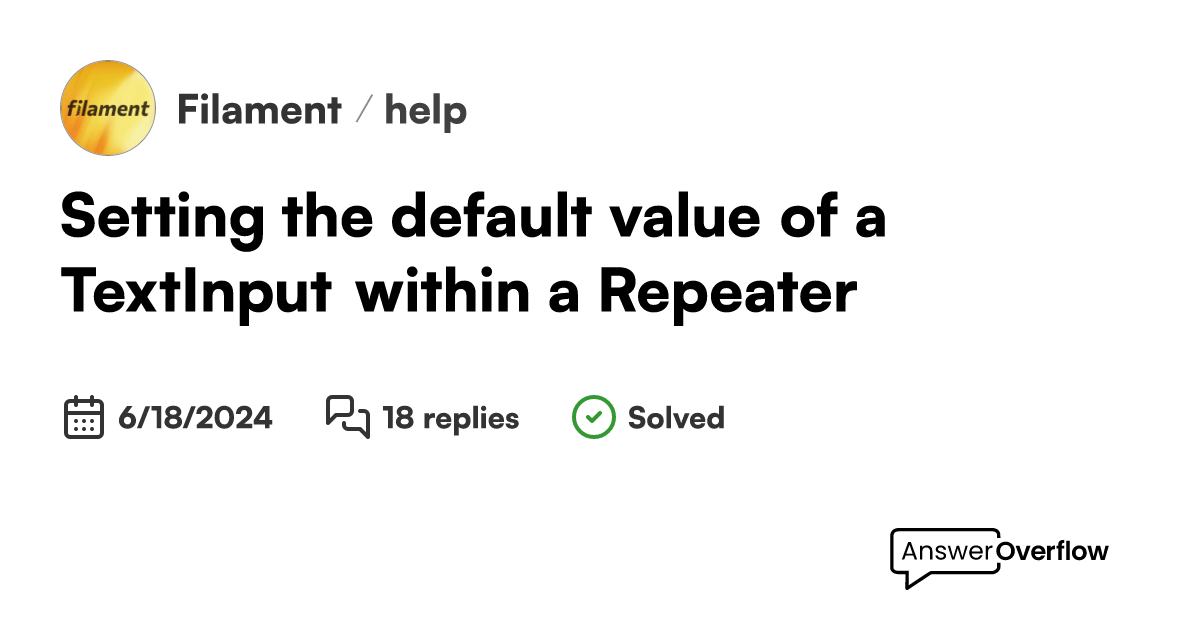Setting the default value of a TextInput within a Repeater - Filament