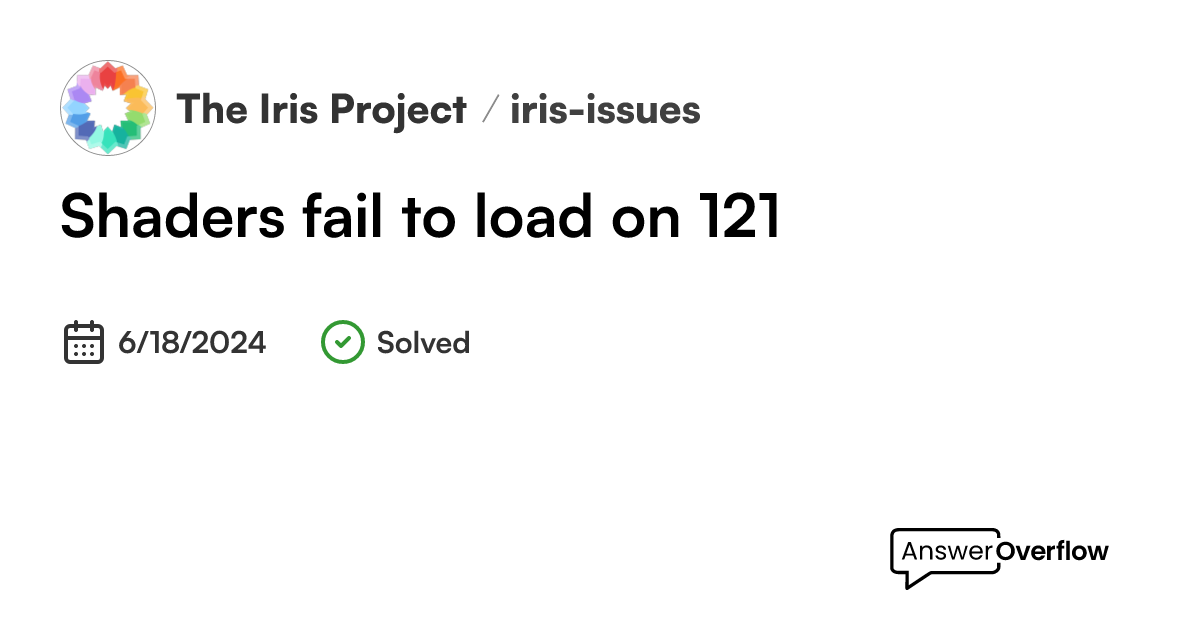 Shaders fail to load on 1.21 - The Iris Project