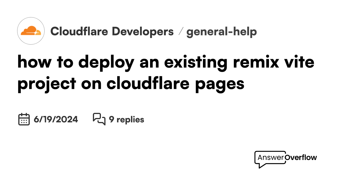 how to deploy an existing remix : vite project on cloudflare pages? - Cloudflare Developers