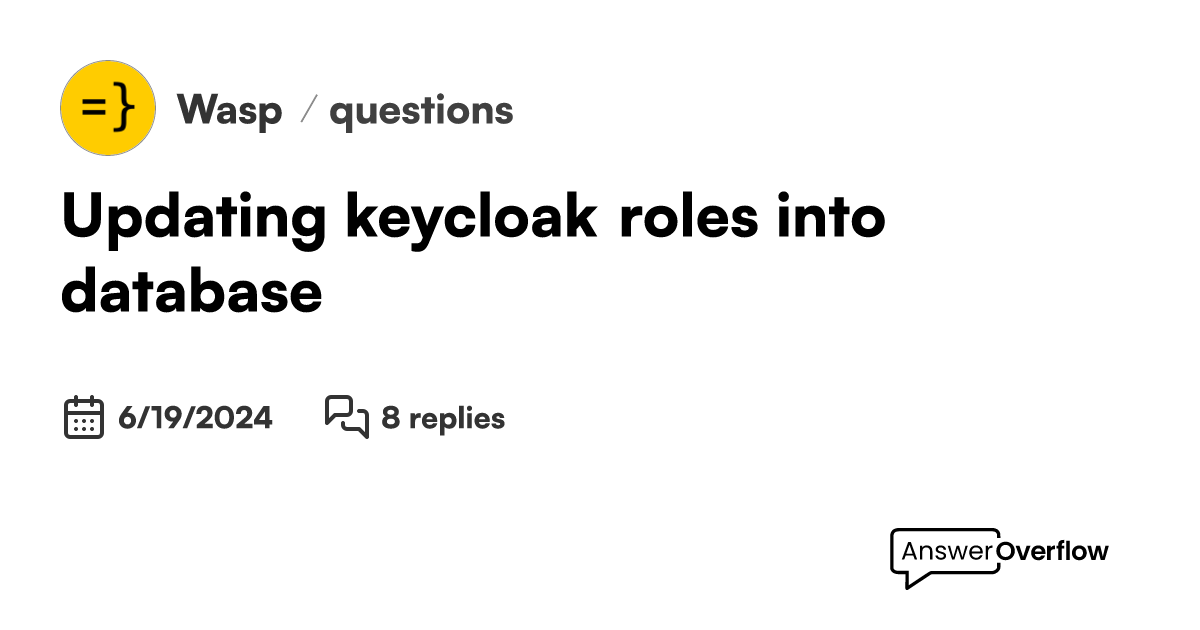 Updating keycloak roles into database - Wasp