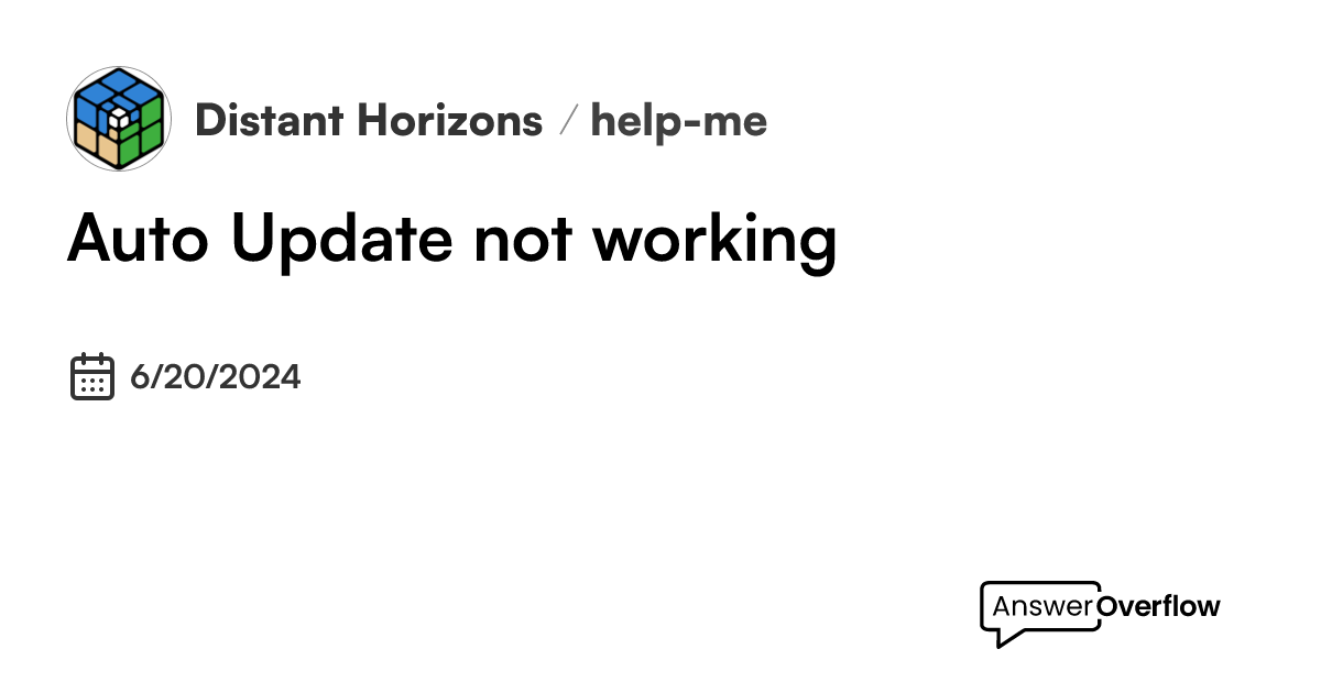 Auto Update not working? - Distant Horizons