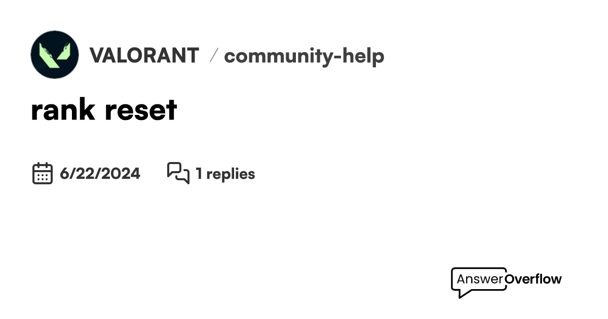 rank reset? - VALORANT