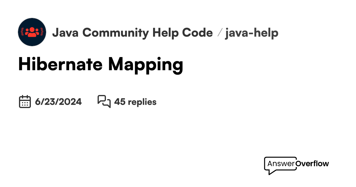 Hibernate Mapping - Java Community | Help. Code. Learn.