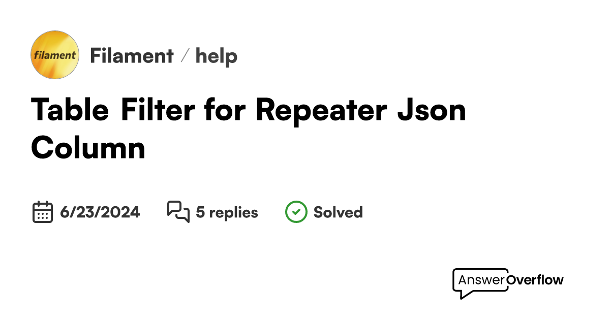 Table Filter for Repeater Json Column - Filament