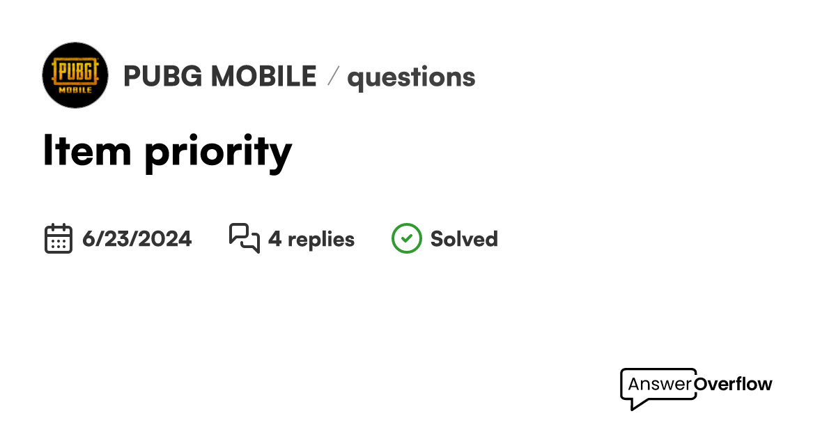Item priority - PUBG MOBILE