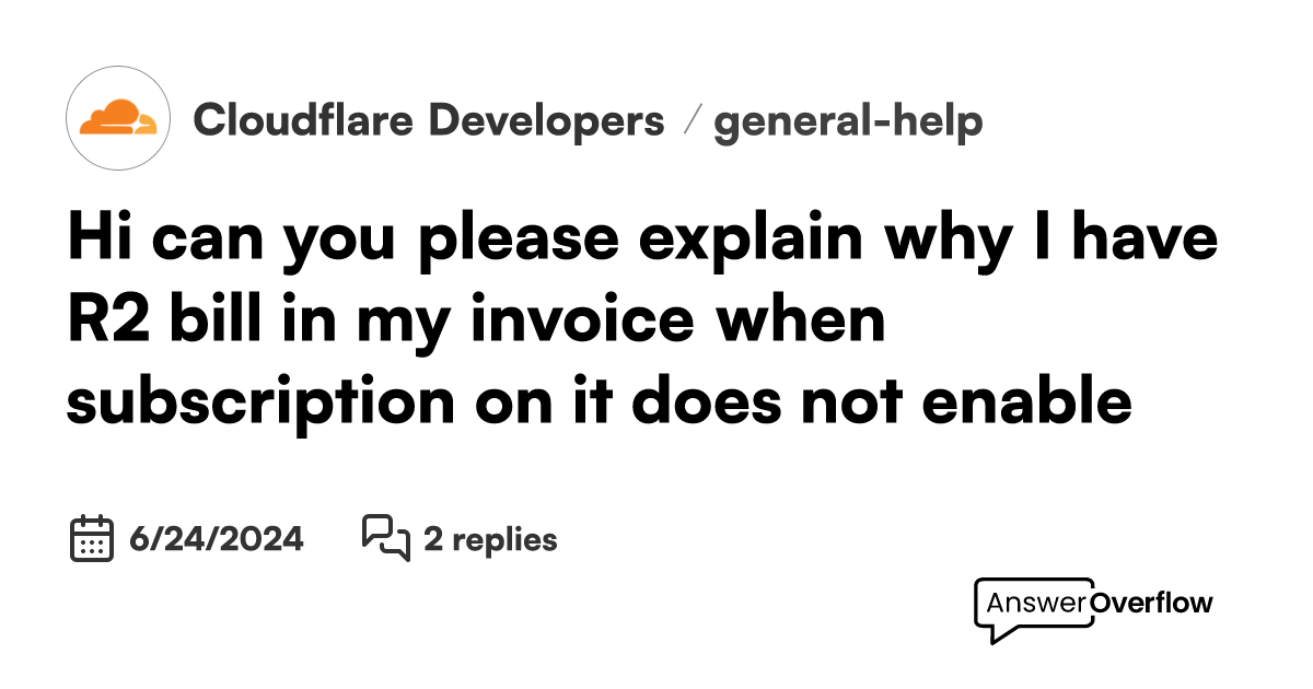 Hi, can you please explain why I have R2 bill in my invoice when subscription on it does not ...