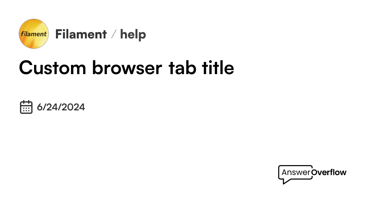 Custom browser tab title - Filament