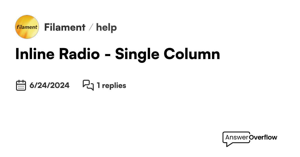 Inline Radio - Single Column? - Filament