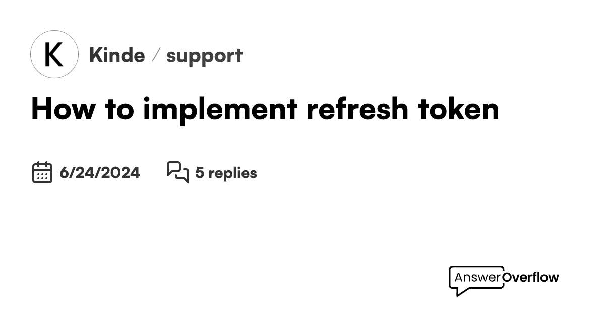 How to implement refresh token - Kinde