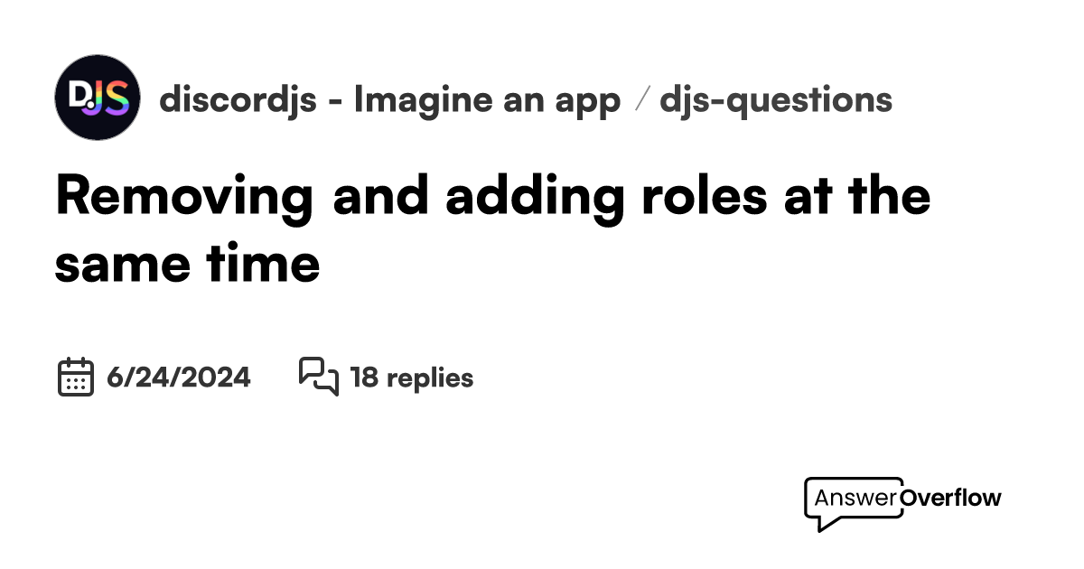 Removing and adding roles at the same time - discord.js - Imagine an app