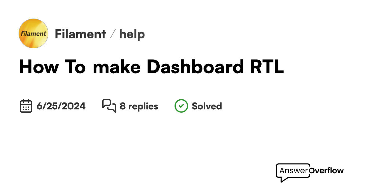 How To make Dashboard RTL ? - Filament