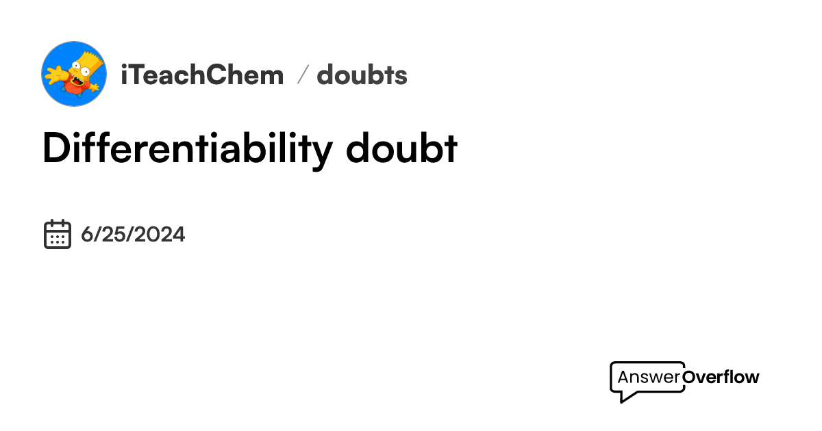 Differentiability doubt - iTeachChem