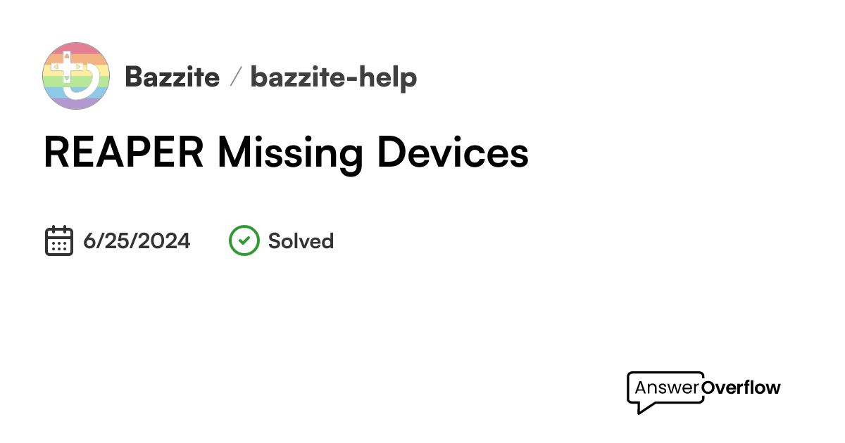 REAPER Missing Devices - Universal Blue