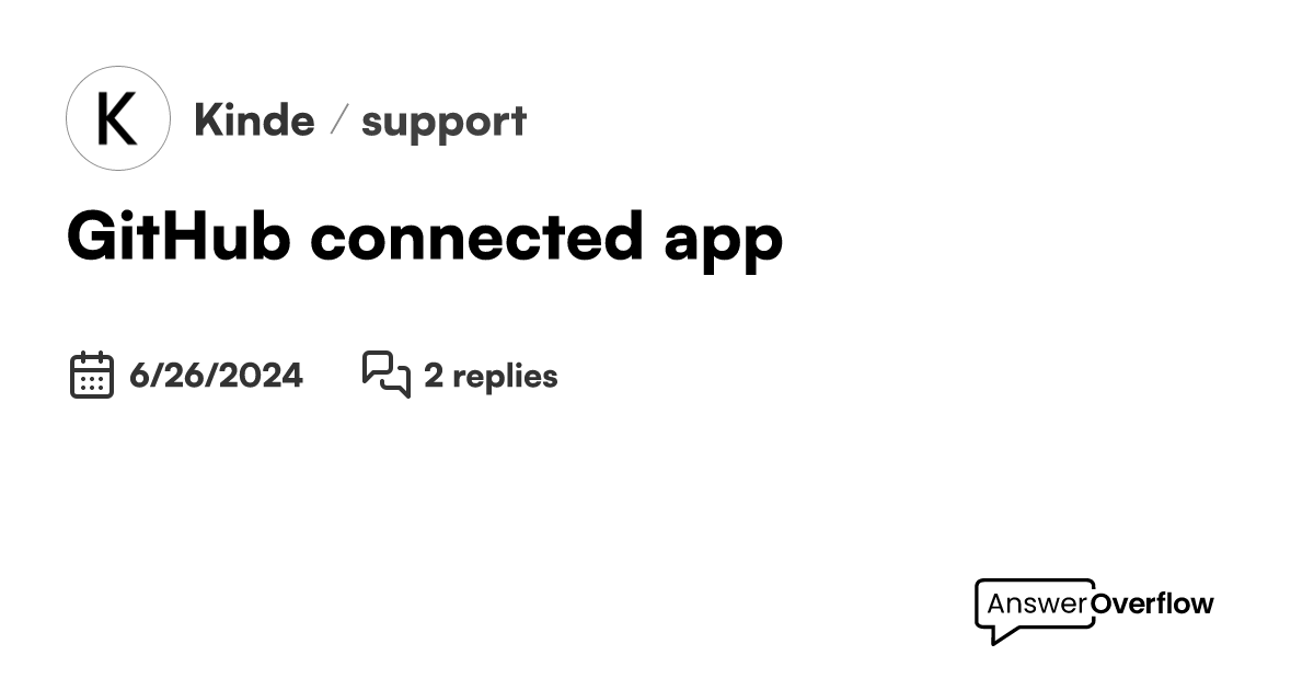 GitHub connected app - Kinde