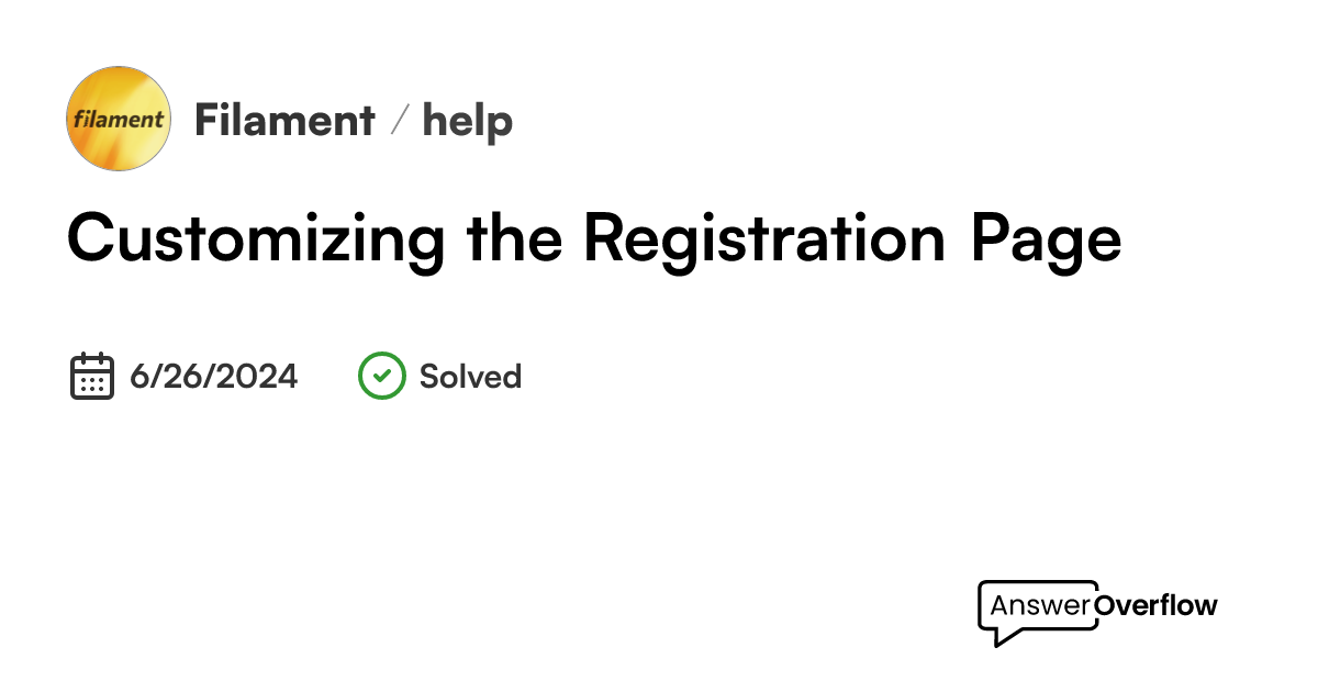 Customizing the Registration Page - Filament