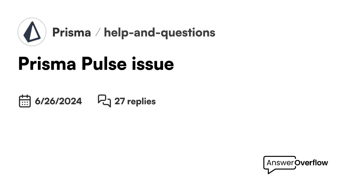 Prisma Pulse issue - Prisma