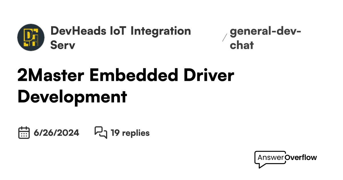 2.Master Embedded Driver Development - DevHeads IoT Integration Server