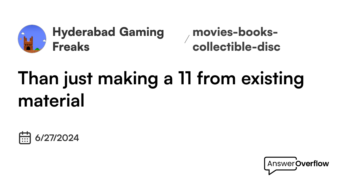 Than just making a 1:1 from existing material - Hyderabad Gaming Freaks!🎮🇮🇳