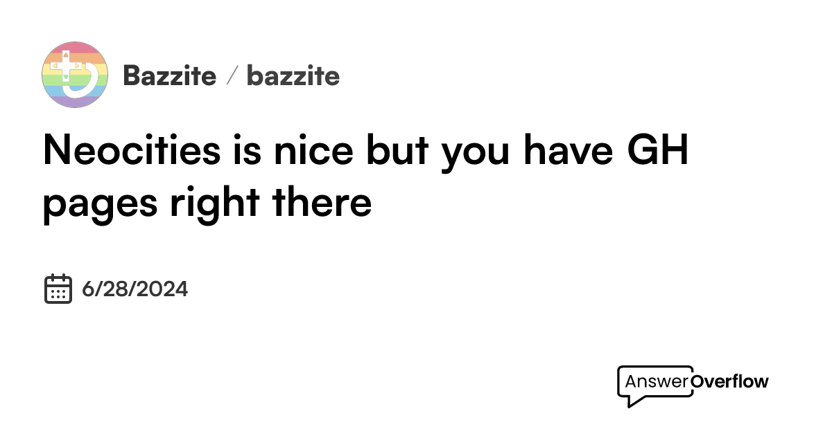 Neocities is nice but you have GH pages right there - Universal Blue