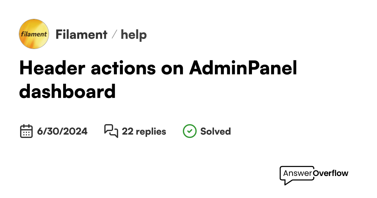 Header actions on AdminPanel dashboard - Filament