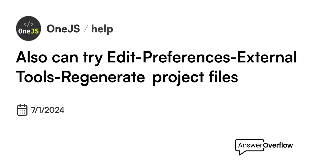 Also can try `Edit->Preferences->External Tools->Regenerate project ...