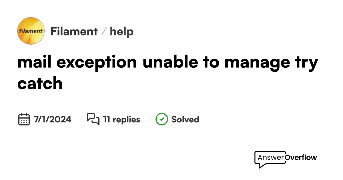 mail exception unable to manage try catch - Filament