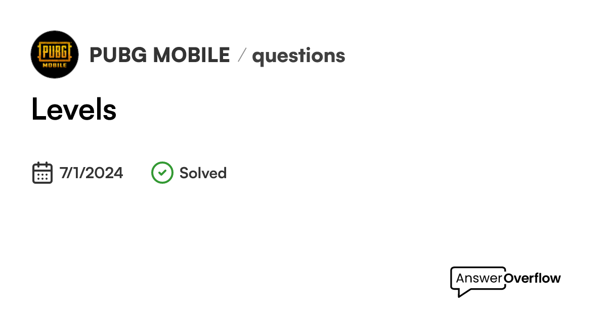 Levels - PUBG MOBILE