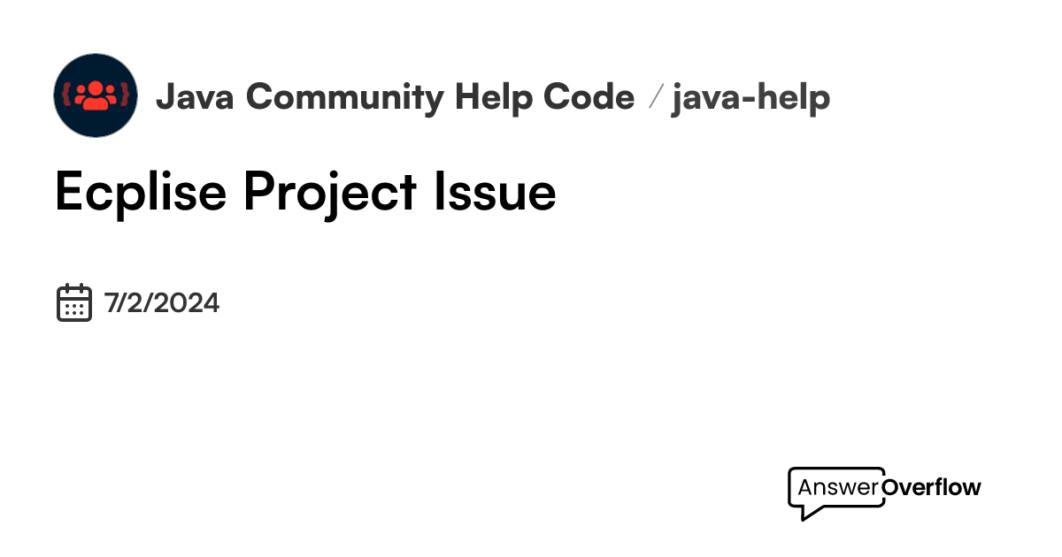 Ecplise Project Issue Java Community Help Code Learn 6905