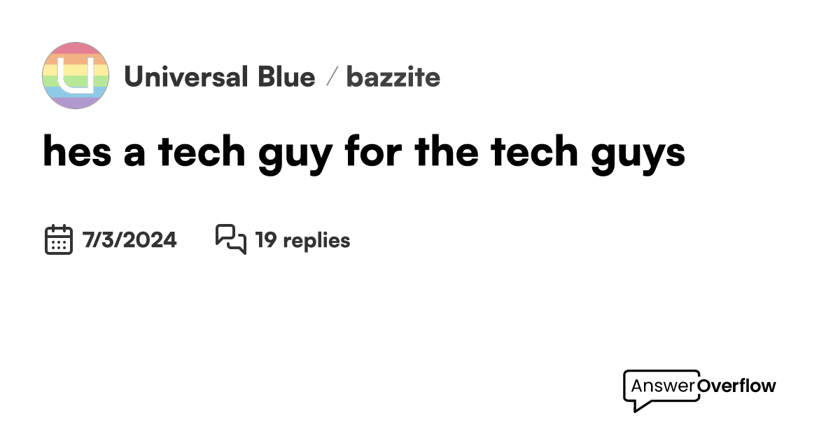he's a tech guy for the tech guys - Universal Blue