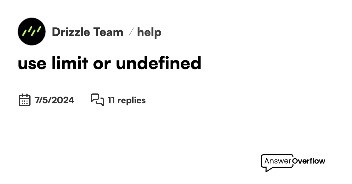 Use Limit Or Undefined Drizzle Team