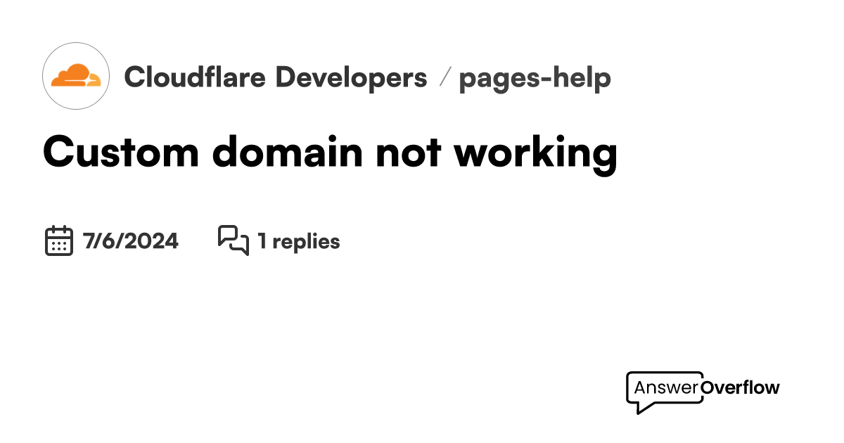 Custom domain not working - Cloudflare Developers