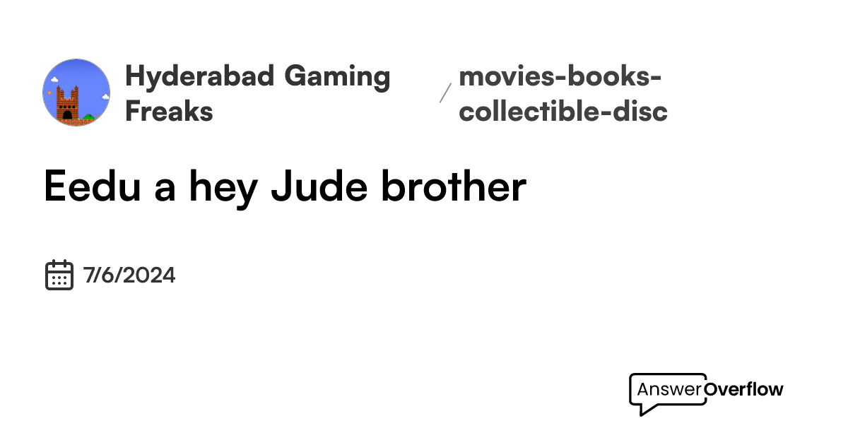 Eedu a hey Jude brother - Hyderabad Gaming Freaks!🎮🇮🇳