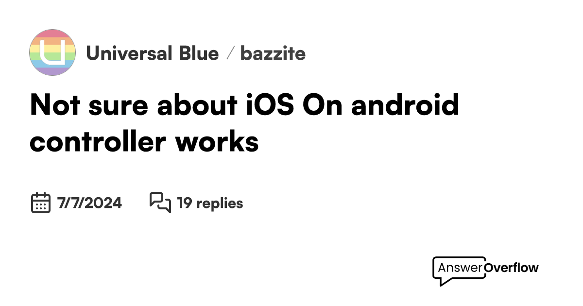 Not sure about iOS. On android controller works. - Universal Blue