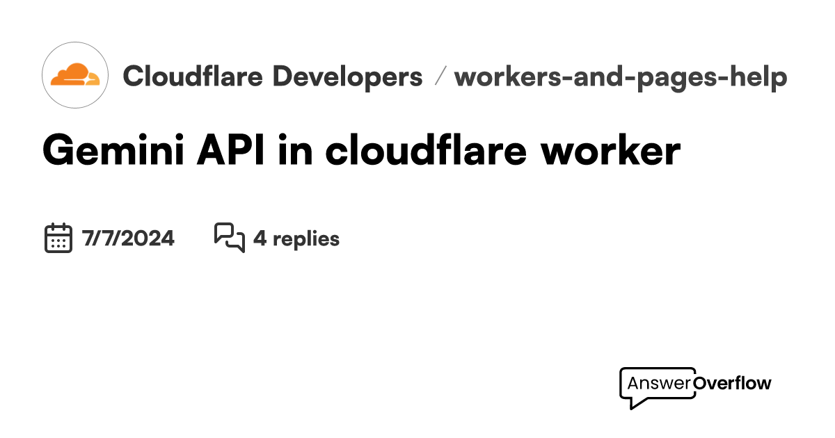 Gemini API in cloudflare worker - Cloudflare Developers