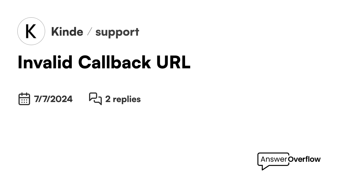 Invalid Callback URL - Kinde