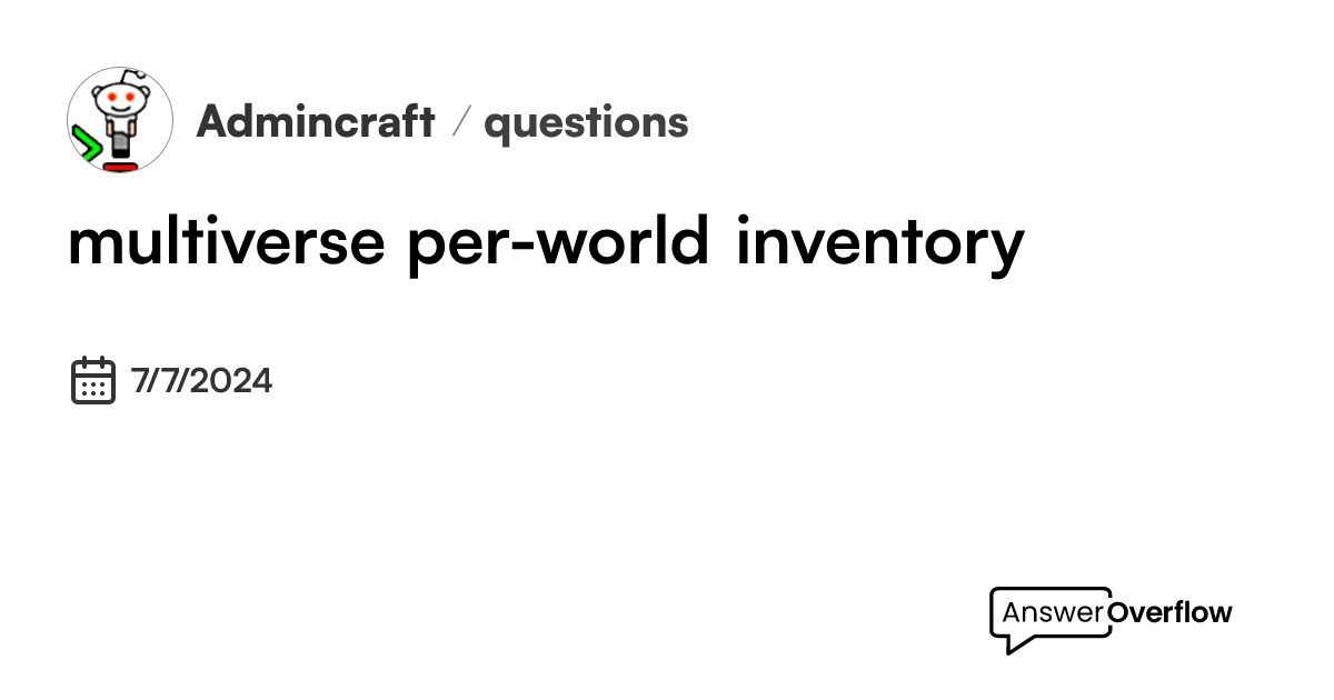 multiverse per-world inventory? - Admincraft