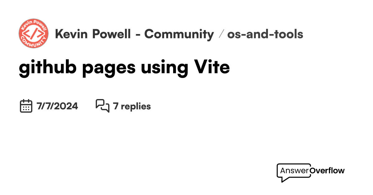 github pages using Vite - Kevin Powell - Community