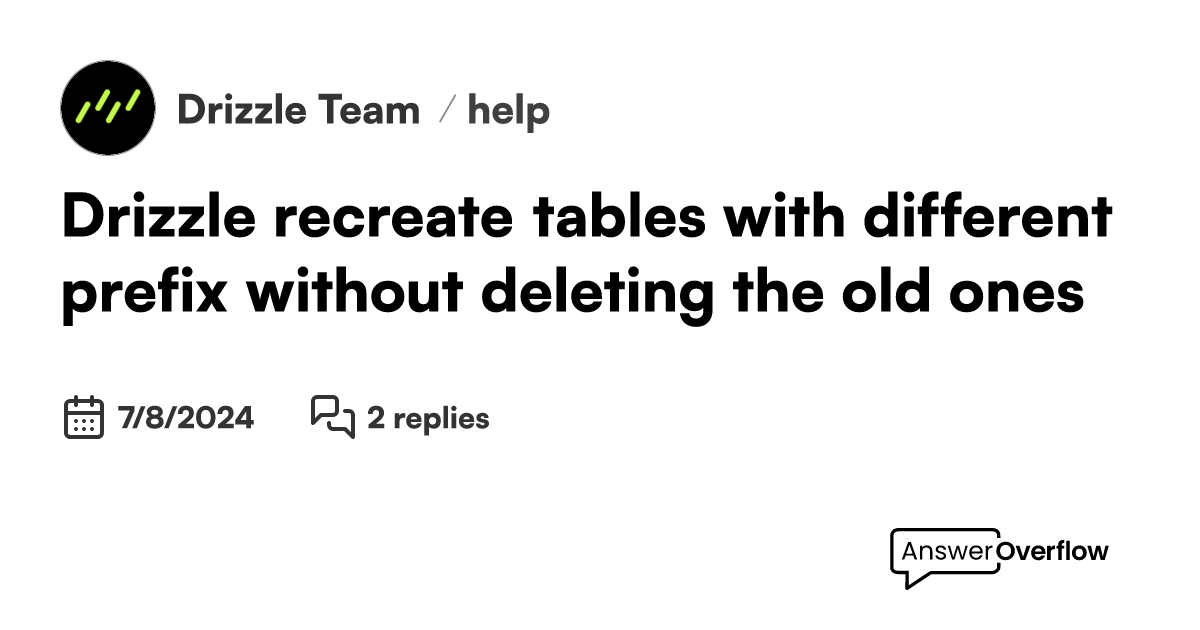 Drizzle Recreate Tables With Different Prefix Without Deleting The