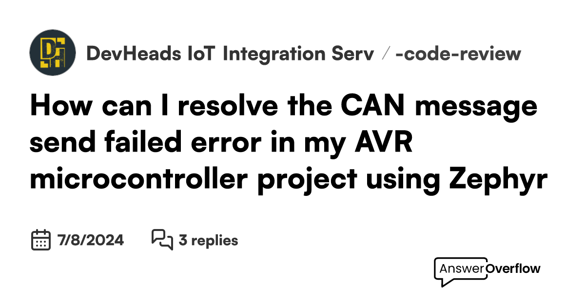 How can I resolve the "CAN message send failed" error in my AVR microcontroller project using ...