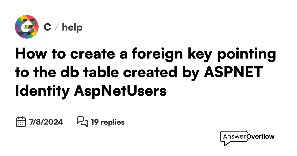 How To Create A Foreign Key Pointing To The Db Table Created By Aspnet Identity Aspnetusers C