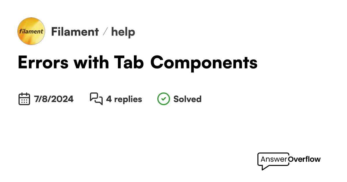 Errors with Tab Components - Filament
