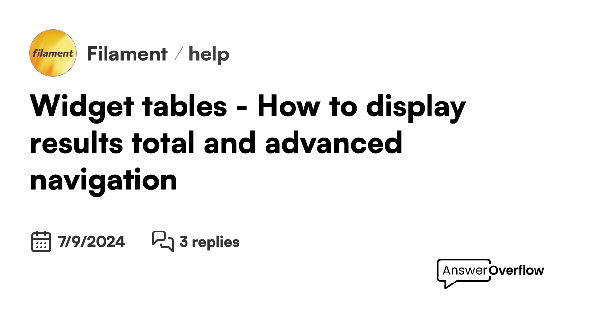Widget tables - How to display results total and advanced navigation - Filament