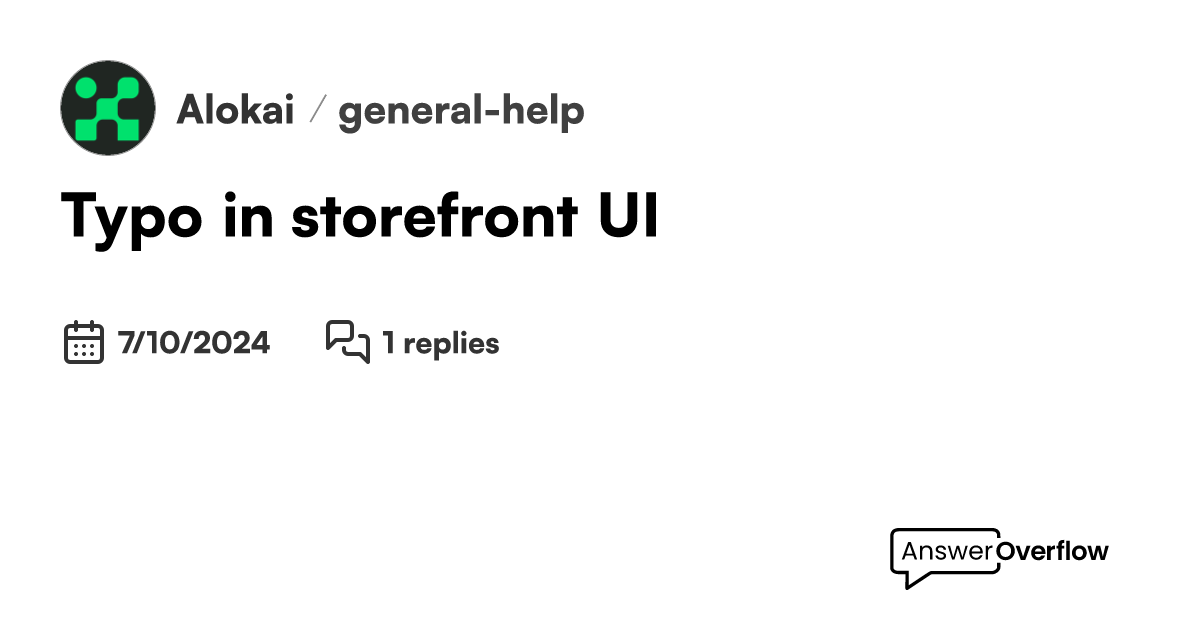 Typo in storefront UI - Alokai