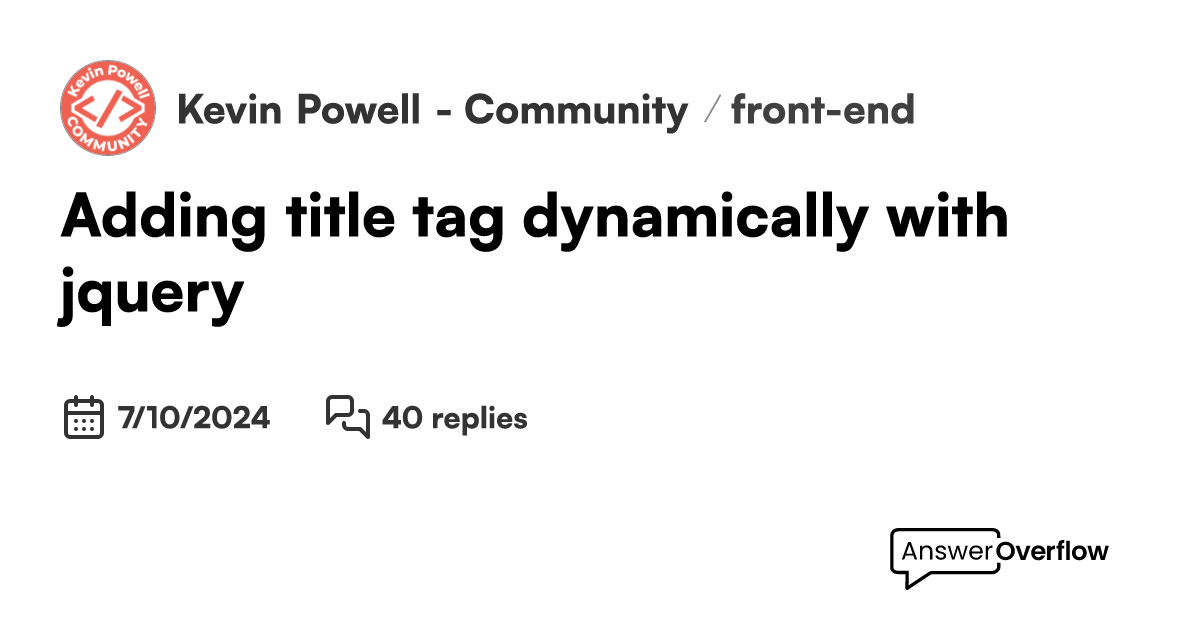 Adding title tag dynamically with jquery - Kevin Powell - Community