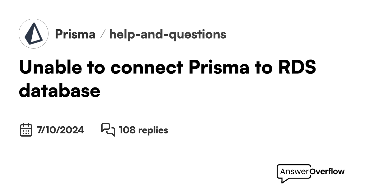 Unable to connect Prisma to RDS database - Prisma