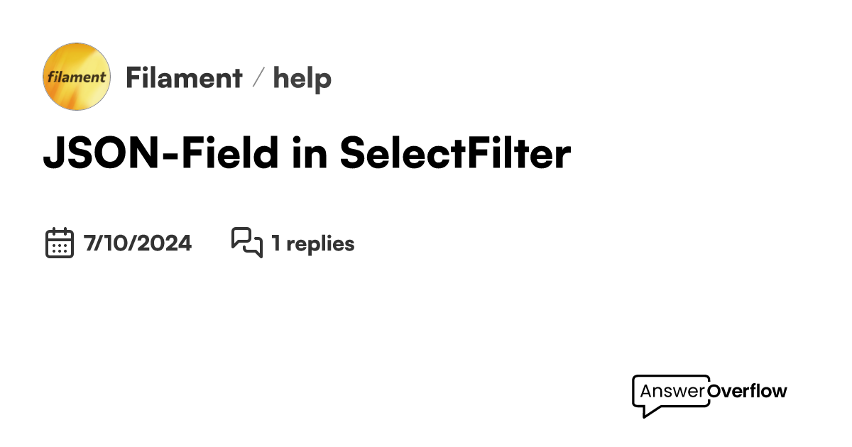 JSON-Field in SelectFilter - Filament
